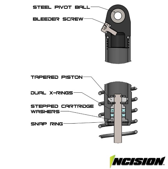 INCISION S8E 90MM SCALE SHOCK SET - Black Knight RC