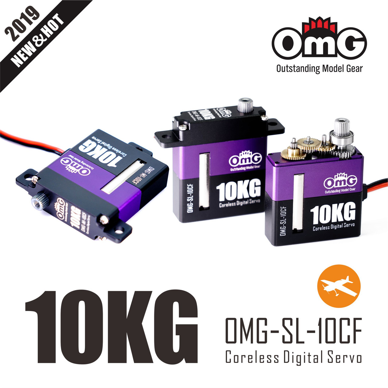 OMG coreless/high voltage Digital servo # OMG-SL-10CF-W - Black Knight RC